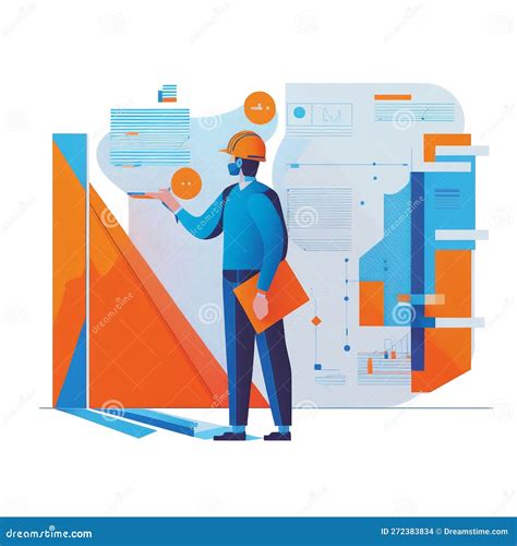 Architect Creating Blueprints In Colorful Ui Ux Style With Generative Ai Stock Illustration