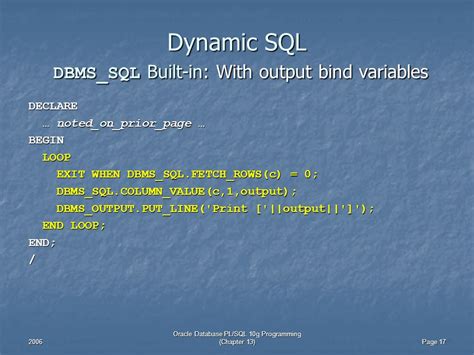 Dynamic Sql Oracle Database Plsql 10g Programming Chapter Ppt Download