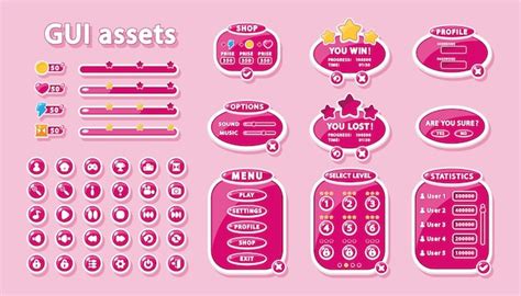Premium Vector Gui Set For The Design Of The User Interface Of Games And Applications