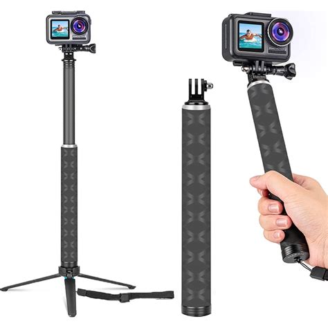 Telesin 自拍杆三腳架355 英寸碳纖維防水輕便延長桿獨腳架適用於 Gopro、dji Action 4 3 蝦皮購物