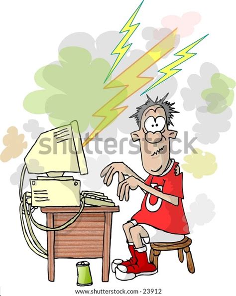 Clipart Illustration Man Working On Computer Stock Illustration Shutterstock