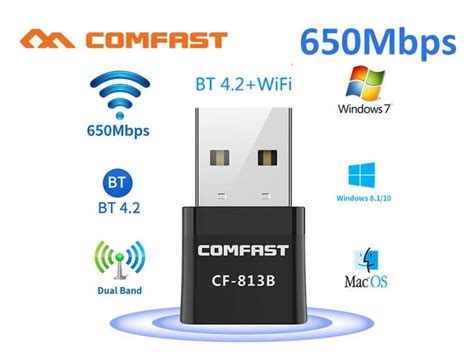 Купить Usb адаптер Comfast Bt Wifi 650mbps для ноутбуков ПК Dual Band 2 4g 5g цена 710 грн