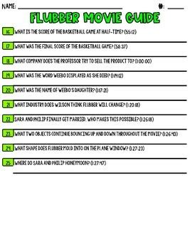 Flubber Movie Guide By Saccharin Science Tpt