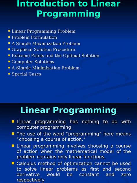 Introduction To Linear Programming Pdf Linear Programming