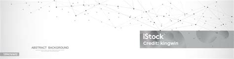 배너 디자인 또는 머리글을 위해 점과 선을 연결하는 추상적 인 배경과 기하학적 패턴 바닥글 디자인 요소에 대한 스톡 벡터 아트
