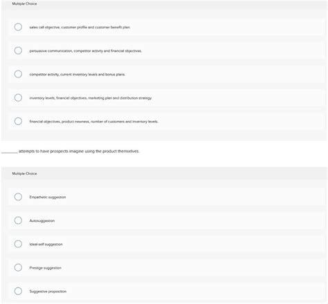 Solved Multiple Choice Sales Call Objective Customer