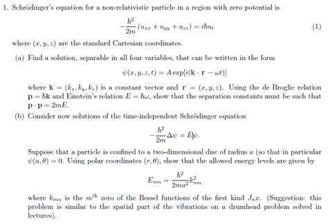 Solved Schrödingers Equation For A Non Relativistic