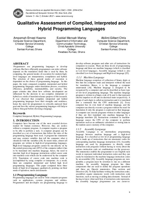 Pdf Qualitative Assessment Of Compiled Interpreted And Hybrid