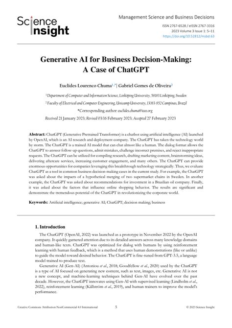 Pdf Generative Ai For Business Decision Making A Case Of Chatgpt