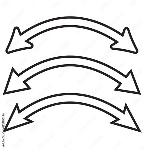 Dual Arrow Dual Semi Circle Arrow Vector Illustration Semicircular Curved Thin Long Double
