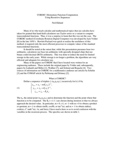 Cordic Pdf Applied Mathematics Discrete Mathematics