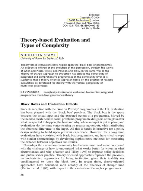 Theory Based Evaluation Past Present And Future Pdf Evaluation Governance Theory Based Evaluation Past Present And Future Pdf Evaluation Governance
