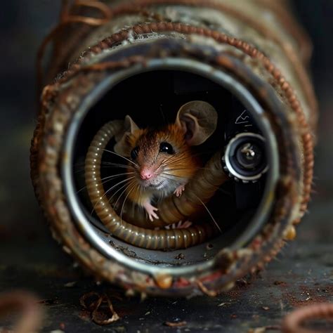 A Mouse Is Inside A Metal Object With A Mouse Inside Premium Ai