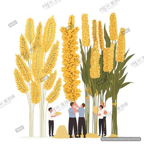 Ai创作图高粱米插画 高粱插画 谷穗手绘插画 扬谷丰收插画 粮食丰收小米插画 小麦产品插画 农民杂粮插画 手绘五谷插画 手绘小米穗 手绘高粱穗 大米丰收形象插画 红高粱插画 黄小米插画 大黄米