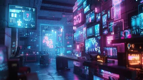 Premium Photo Futuristic Command Center With Advanced Monitoring Displays