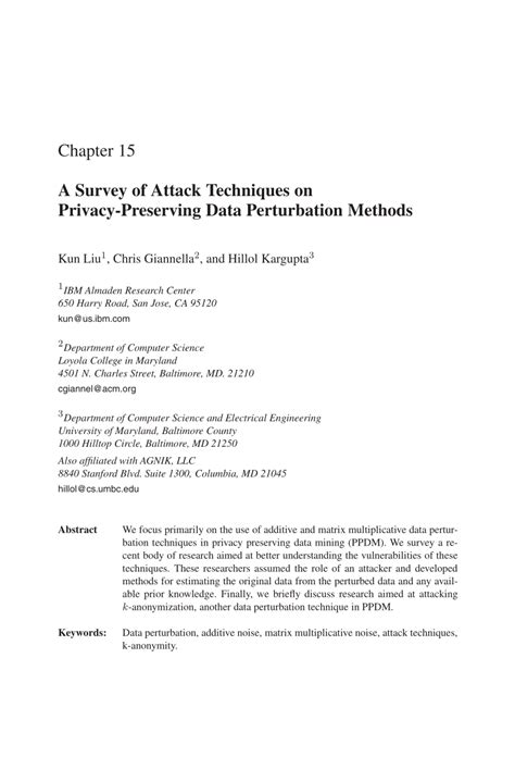 Pdf A Survey Of Attack Techniques On Privacy Preserving Data Perturbation Methods