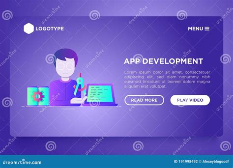 app development web page template developer coding on laptop flat gradient icons stock vector