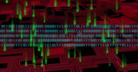 Image Of Digital Data Processing Binary Coding Over Circuit Board Stock