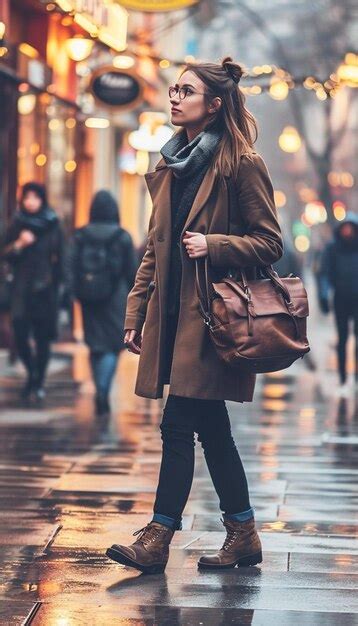 Premium Photo A Fashionable Woman Walk In The Street
