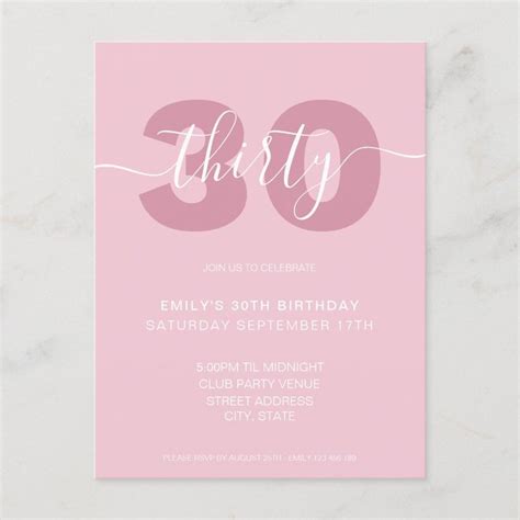 A Pink 30th Birthday Party Card