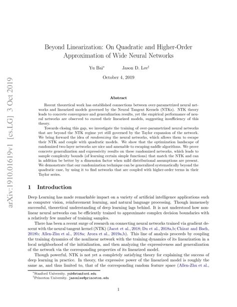 Beyond Linearization On Quadratic And Higher Order Approximation Of Wide Neural Networks Deepai