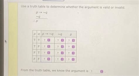 Solved Use A Truth Table To Determine Whether The Argument