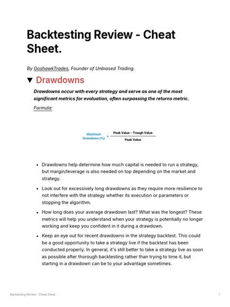 Backtesting Review Cheat Sheet Pdf