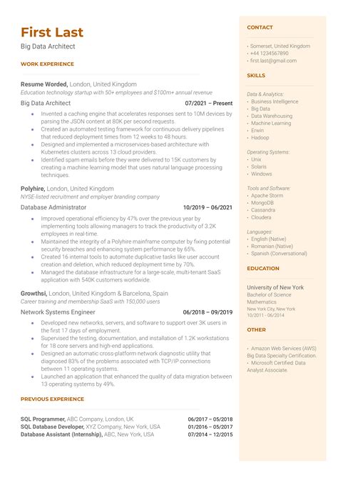 6 Big Data Resume Examples For 2025 Resume Worded