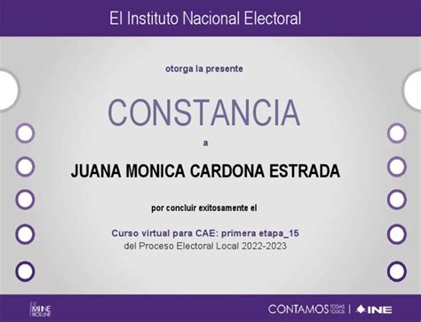 Constancia Curso Electoral Ine 2023 Pdf
