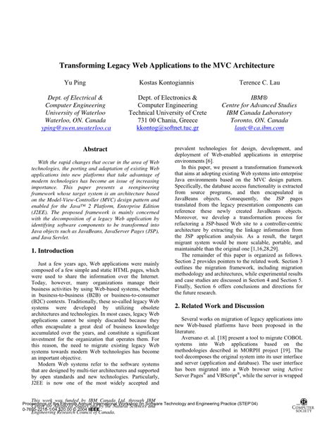 Pdf Transforming Legacy Web Applications To The Mvc Architecture