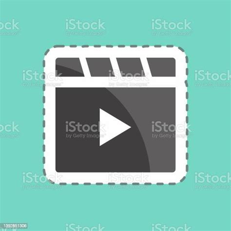 스티커 라인 컷 비디오 모바일 앱 기호에 적합합니다 편집 가능한 간단한 디자인 디자인 템플릿 벡터 간단한 기호 그림 그래픽