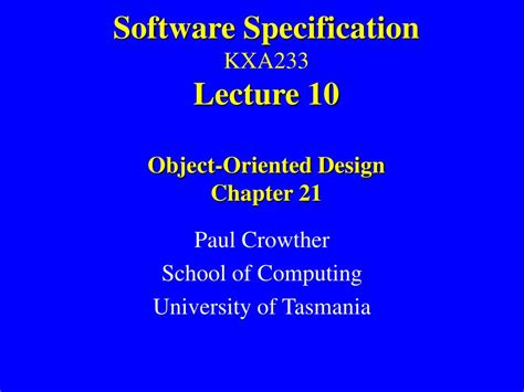 ppt software specification kxa233 lecture 10 object oriented design chapter 21 powerpoint