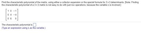 Solved Find The Characteristic Polynomial Of The Matrix