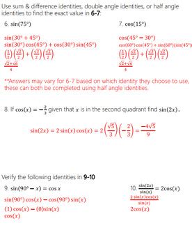 Simplifying Trig Expressions Using Identities Assessment By Pi Ever