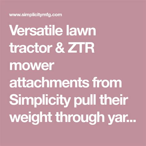Versatile Lawn Tractor Ztr Mower Attachments From Simplicity Pull
