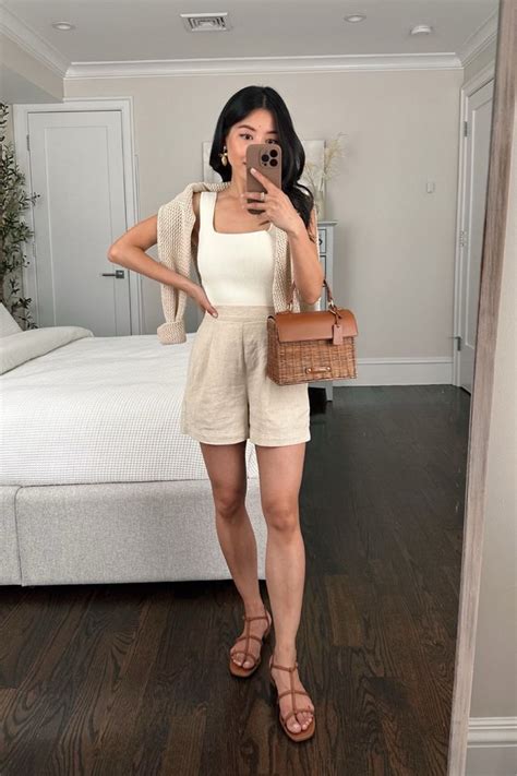 Spring Summer Casual Outfit Neutral Colors In 2024 Casual Summer Outfits Classy Work Outfits