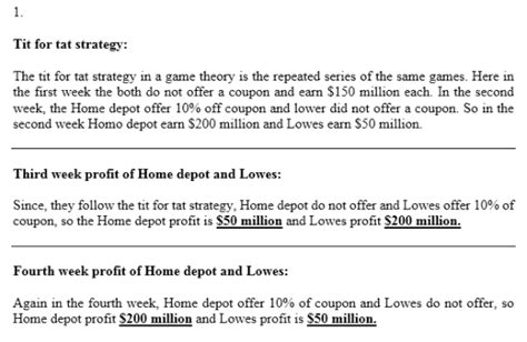 The Following Payoff Matrix Depicts Two Companies Lowes And Home