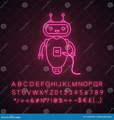 Chatbot With Usb Cable Neon Light Icon Stock Vector Illustration Of