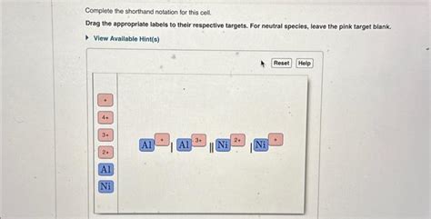 Solved Complete The Shorthand Notation For This Cell Dr