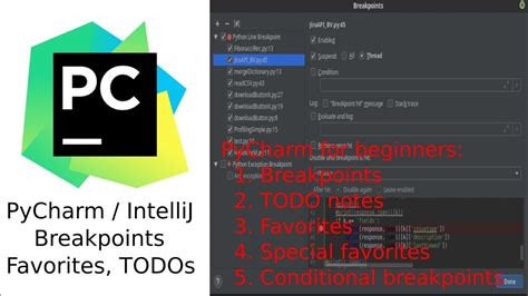 PyCharm Breakpoints Favorites TODOs Simple Examples YouTube