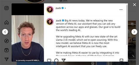 메타 최고 성능의 Llm ‘라마 3와 인공지능 챗봇 ‘메타ai 오픈소스로 공개 글로벌 생성ai 생태계 새로운 지평 열어