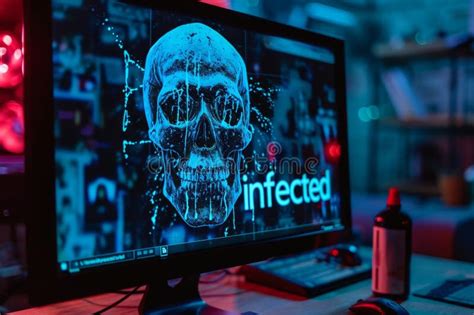 Computer Monitor Showing Virus Alert Stock Illustration Illustration Of Underwater Computer