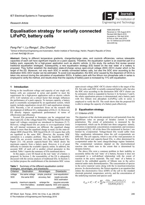 Pdf A New Equalization Strategy For Serially Connected Lifepo4