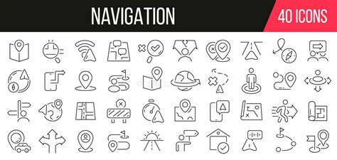 Navigation Line Icons Collection Set Of Simple Icons Vector