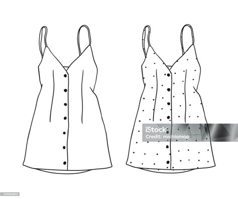 손으로 그린 패션 일러스트 시즌 착용 창조적 인 잉크 아트 작품 여름 의상 요소 실제 벡터 드로잉 원피스입니다 흰색 배경에 검은