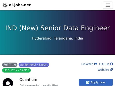 [hiring] ind new senior data engineer in hyderabad telangana india r ai ml jobs