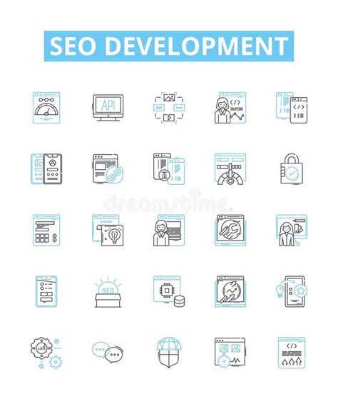 Seo Development Vector Line Icons Set Seo Development Search Engine