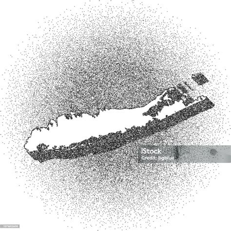 스티플롱 아일랜드 지도 스티플링 아트 도트워크 점선 스타일 롱아일랜드에 대한 스톡 벡터 아트 및 기타 이미지 롱아일랜드