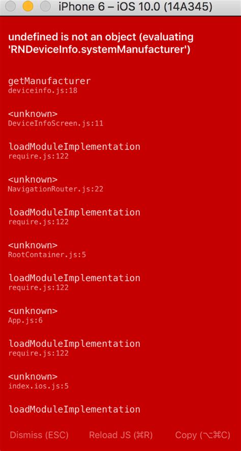 Undefine Is Not An Object Evaluation Rndeviceinfosystemmanufacturer · Issue 11409