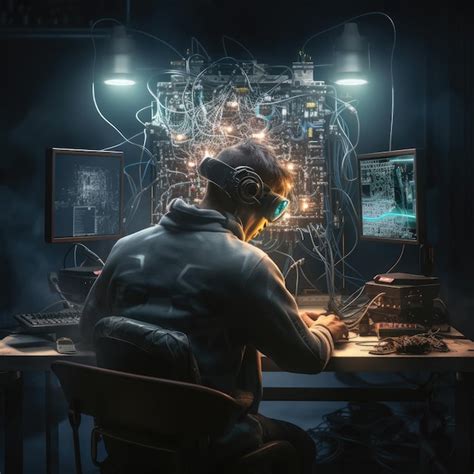 premium ai image a programmer works at a computer through a neural